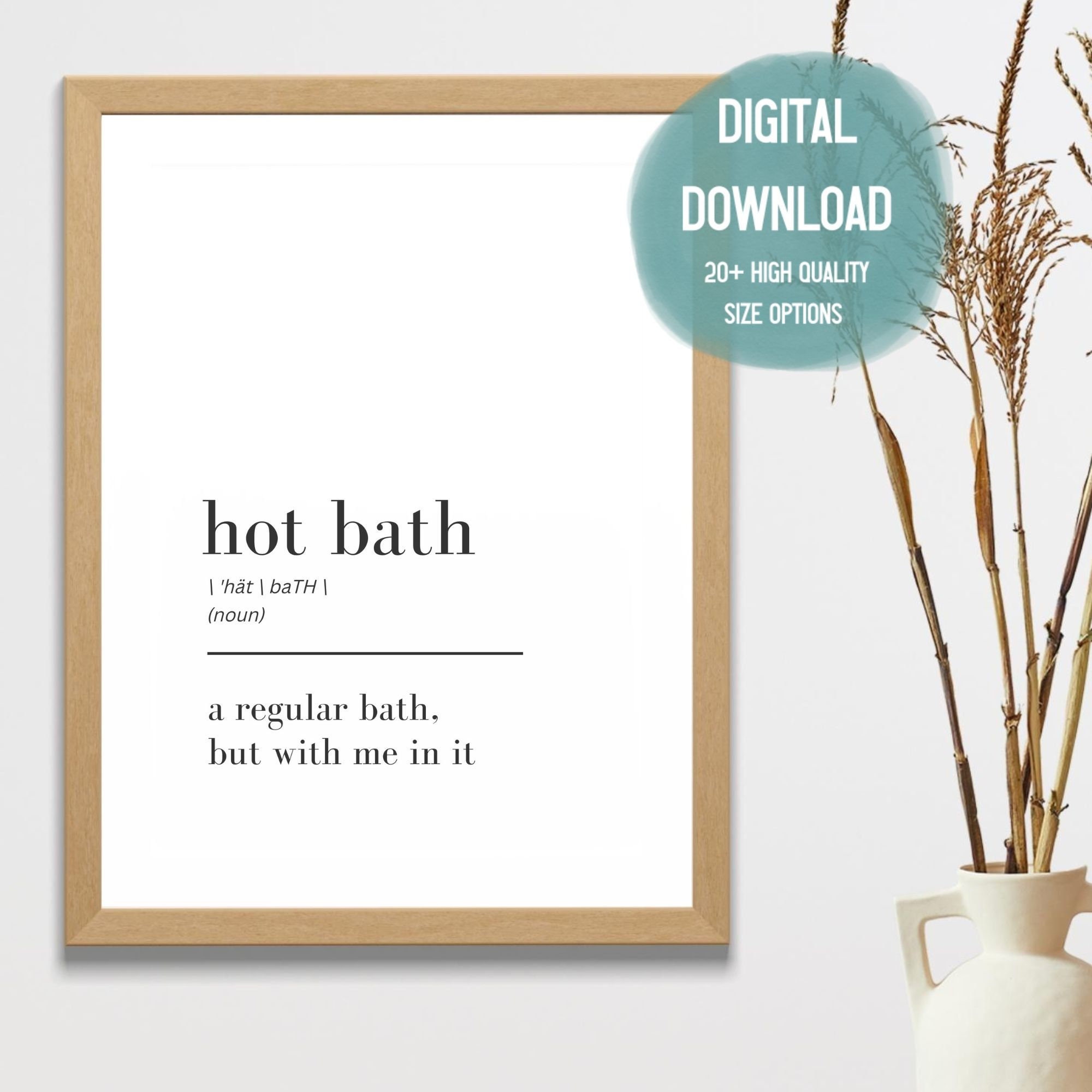 Hot Bath Definition Printable Wall Art Fun, Minimalist Bathroom Digital ...