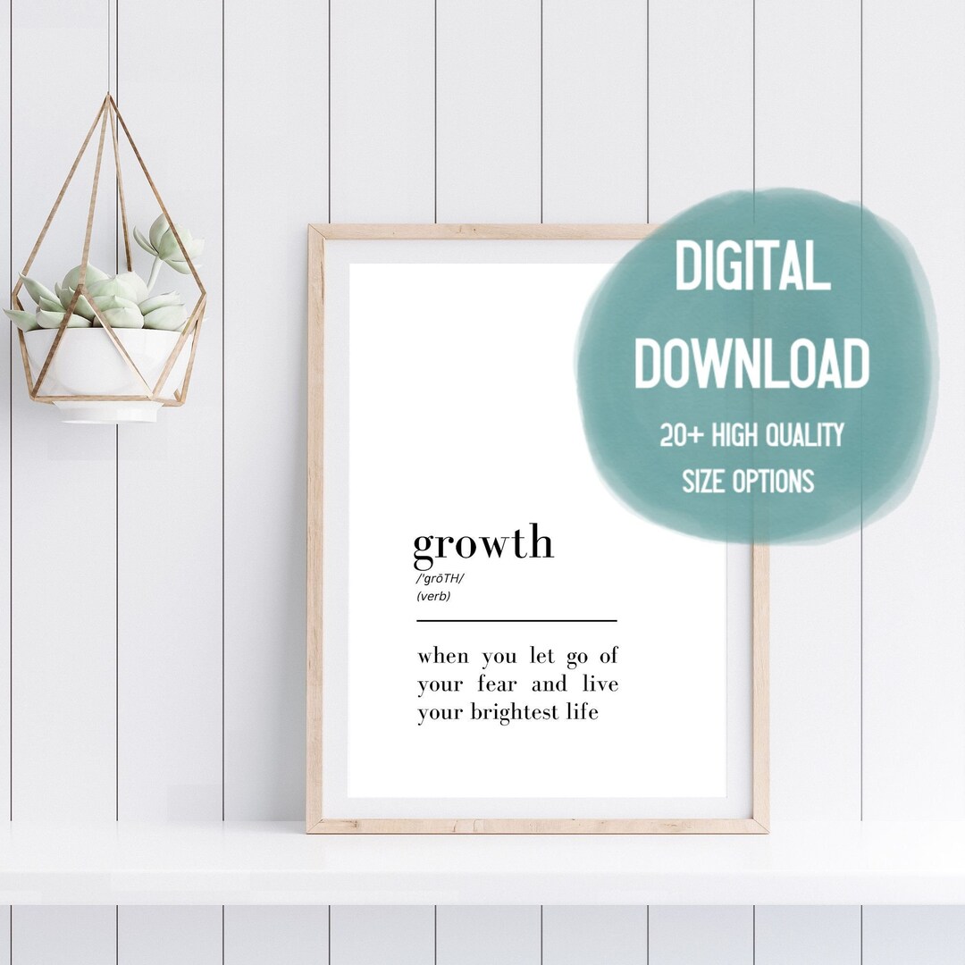 Growth Definition Printable Wall Art Motivational, Growth Mindset, Goal ...