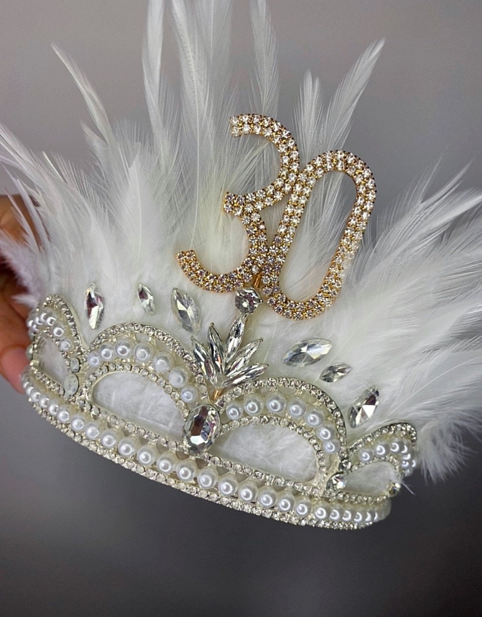 Birthday Hair Crown 30th Birthday Crown Clara Glam Deluxe - Etsy UK