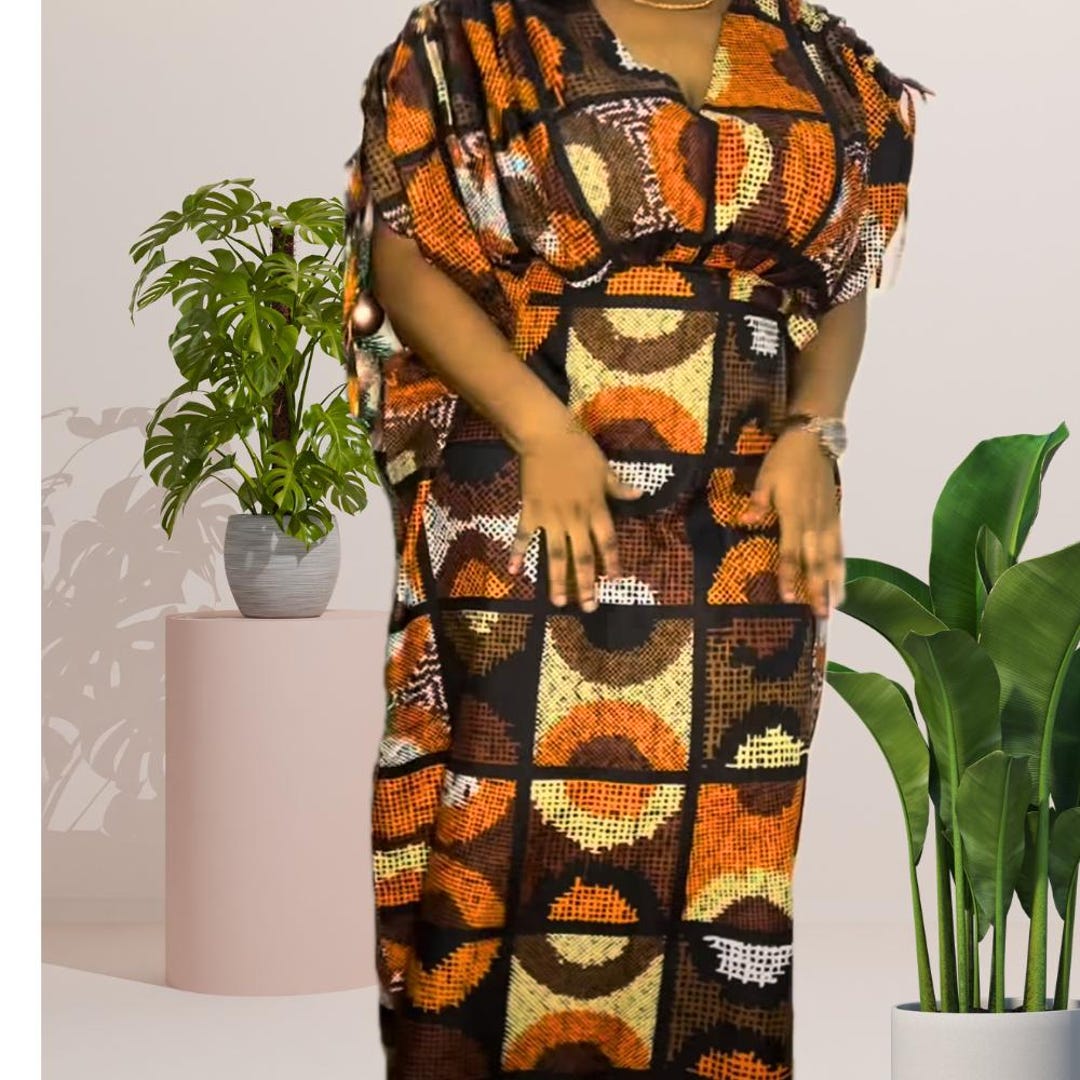 Two-piece Cotton Ankara Pull-string Sleeve Dress | Comfortable African ...