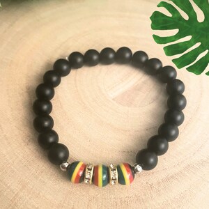 Rasta Reggae Inspired Tiger Eye, Lava and Natural Black Sandalwood Bead ...