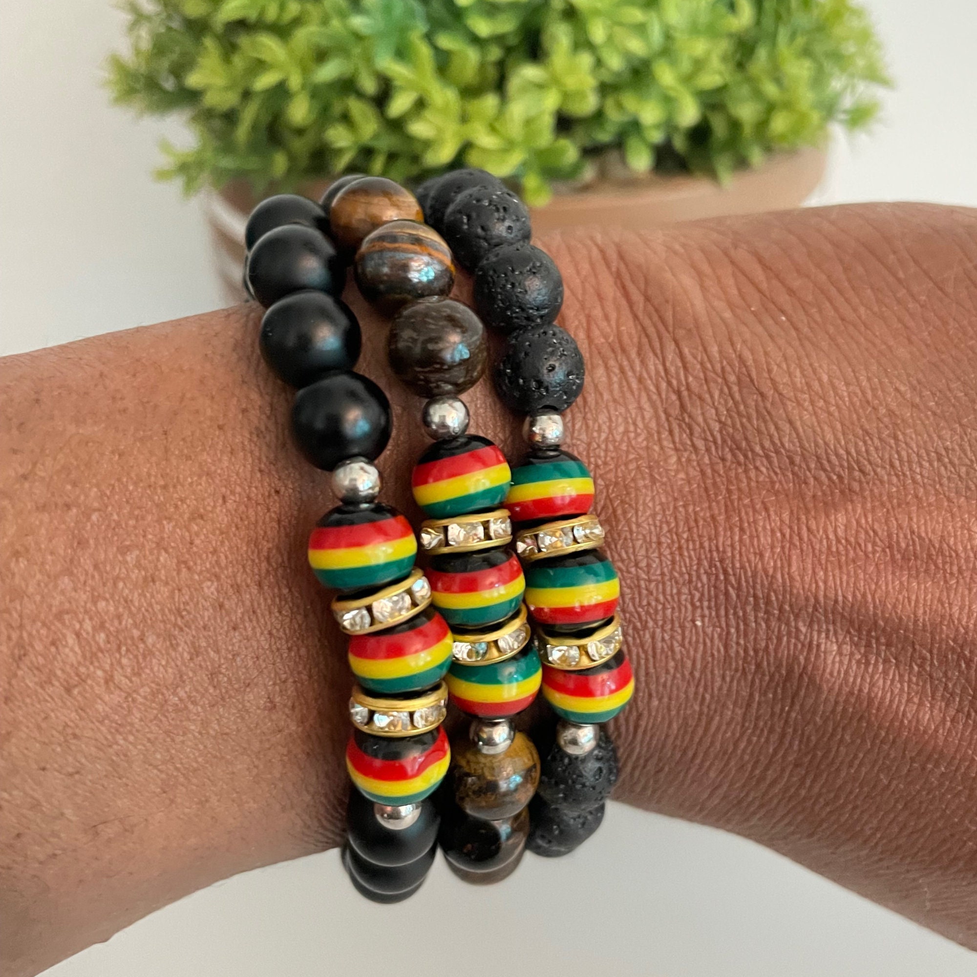 Rasta Reggae Inspired Tiger Eye Lava and Natural Black - Etsy