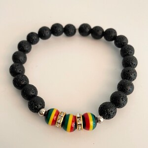 Rasta Reggae Inspired Tiger Eye, Lava and Natural Black Sandalwood Bead ...