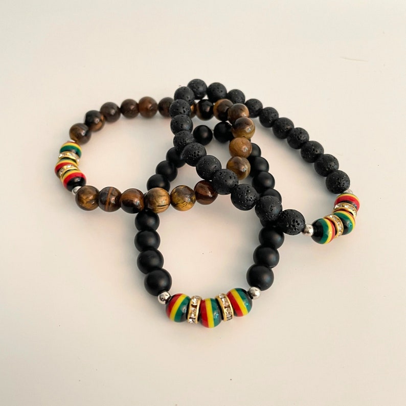 Rasta Reggae Inspired Tiger Eye Lava and Natural Black - Etsy