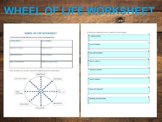 Wheel of life Printable PDF Worksheet Template Goal Setting | Etsy