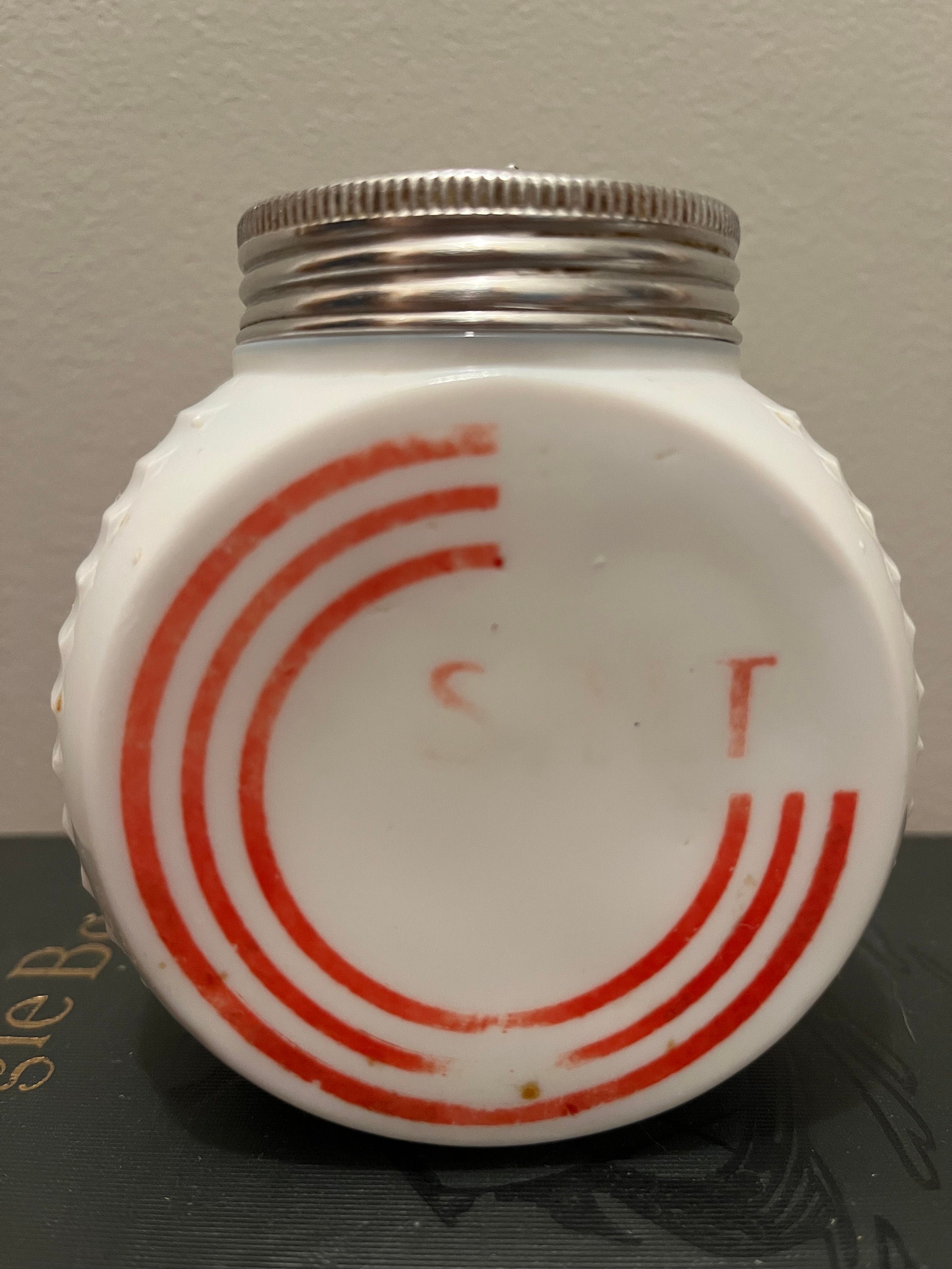 Set of 2 Anchor Hocking Fire King Circle Milk Glass Salt & Pepper ...