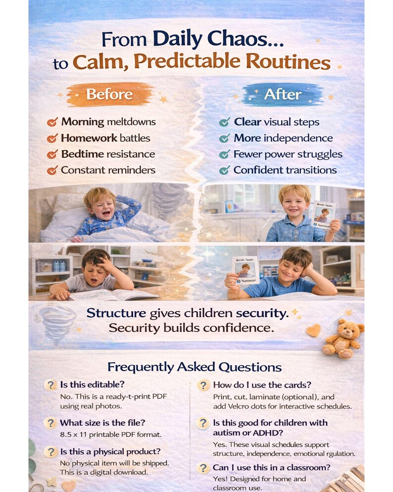 Daily Routine Visual Schedule Bundle | Morning, After School, Bedtime ...