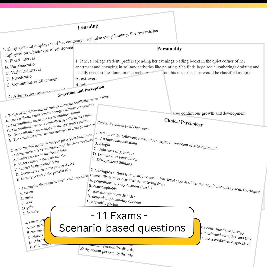 Psychology Exam: 800 Test Prep Questions - Etsy