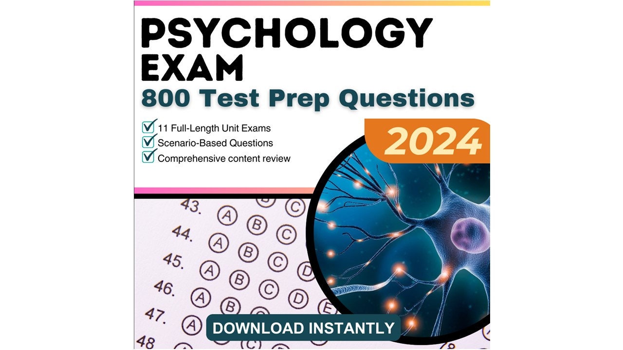 Psychology Exam: 800 Test Prep Questions - Etsy