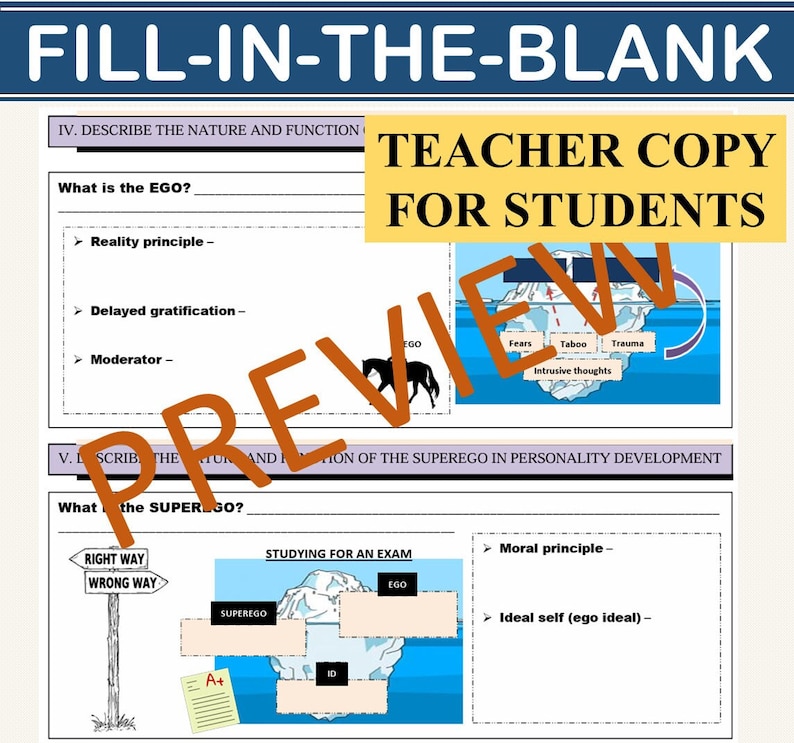 Id, Ego, Superego Guided Notes, Freud's Psychoanalytic Theory, Intro to ...