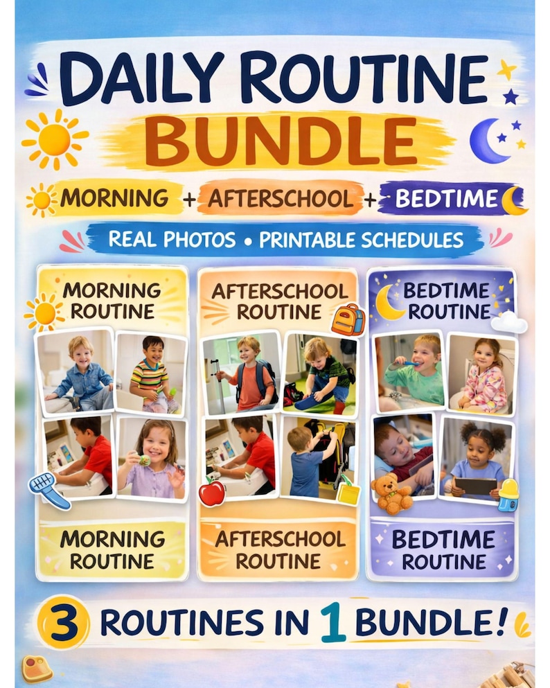 Daily Routine Visual Schedule Bundle | Morning, After School, Bedtime ...