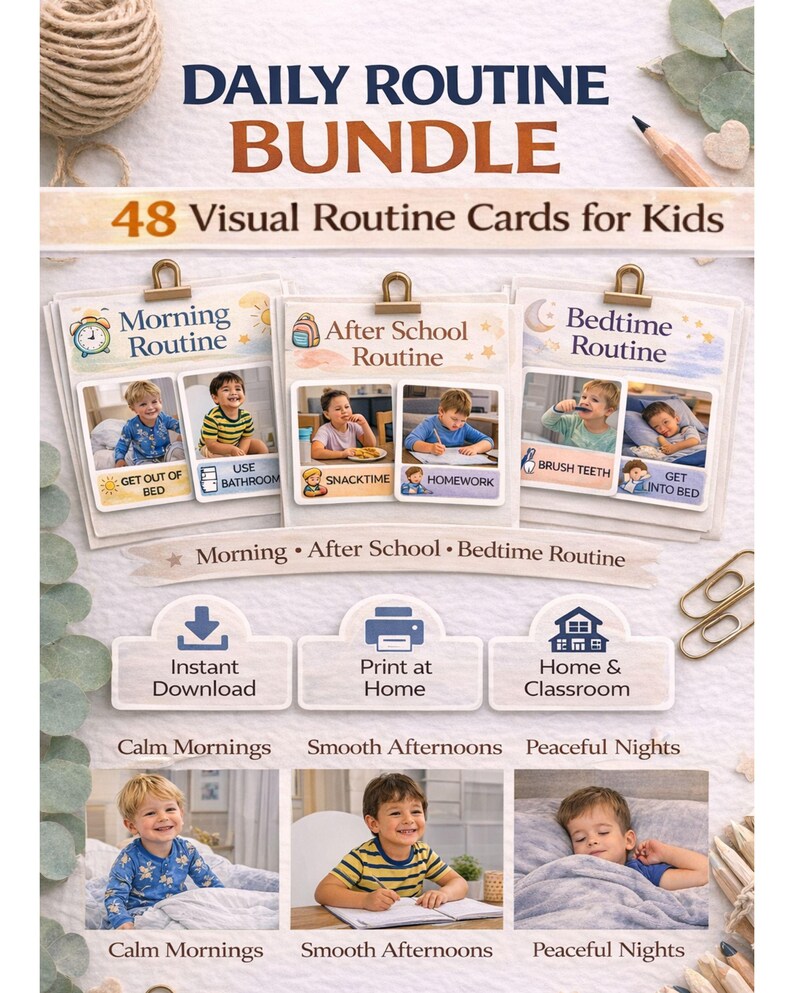 Daily Routine Visual Schedule Bundle | Morning, After School, Bedtime ...