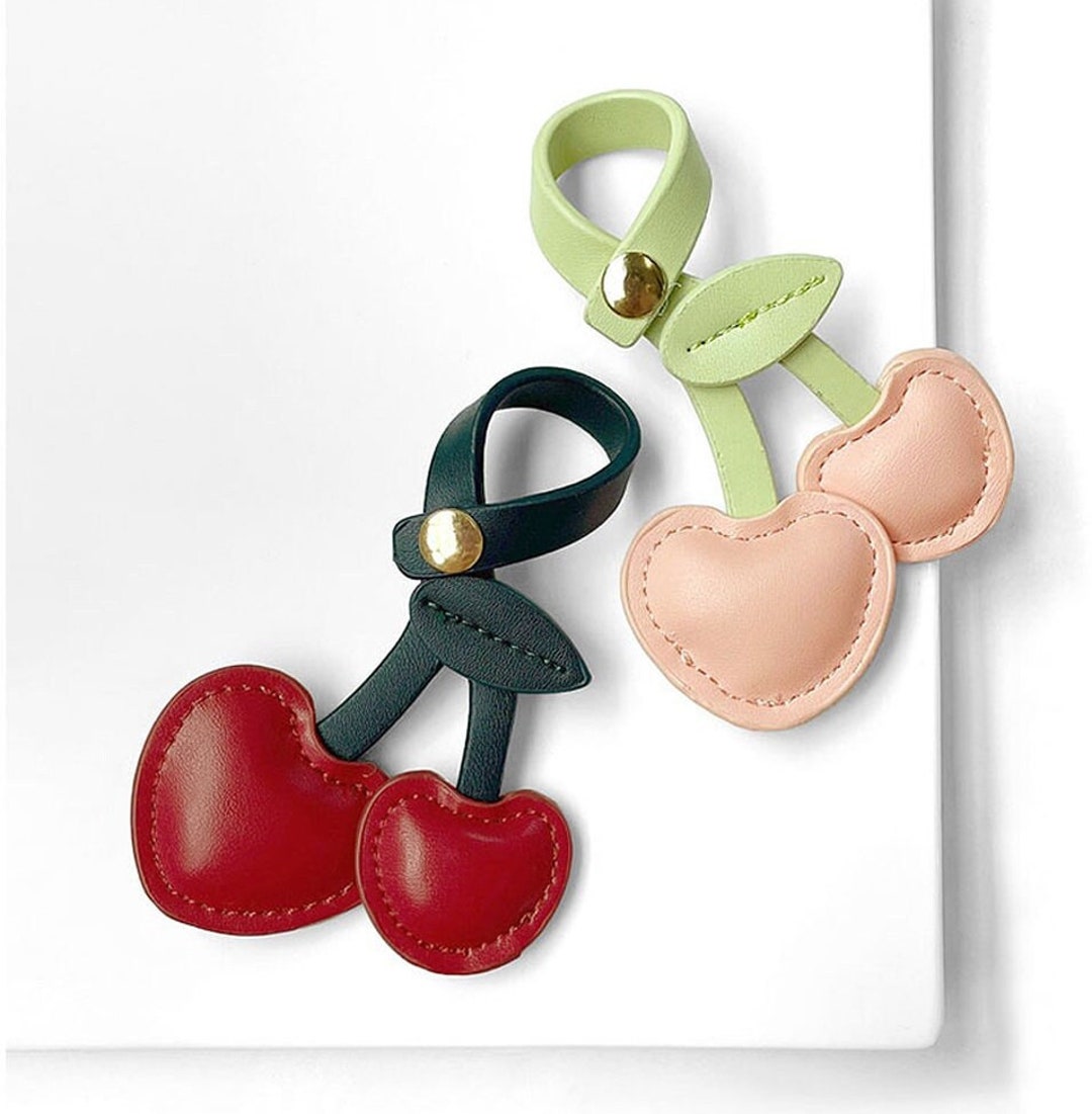 Cherry Leather Bag Charm / Key Charm - Etsy