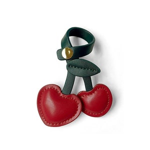 Cherry Leather Bag Charm / Key Charm - Etsy