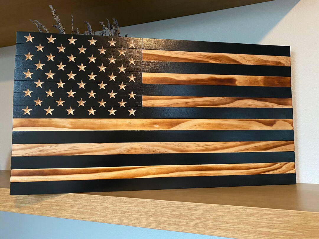 Black and White Pine American Flag - Etsy