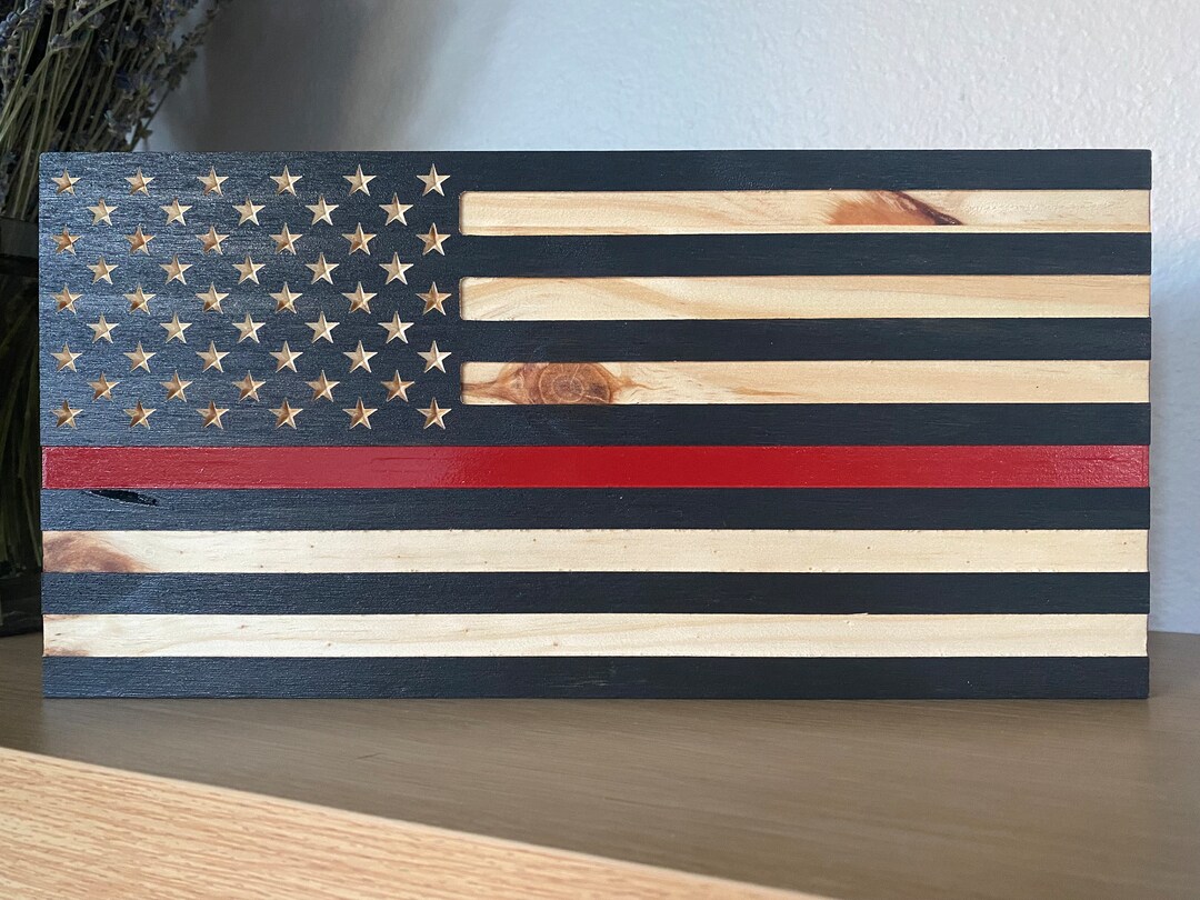 Bookshelf Thin Red Line Pine Flag - Etsy