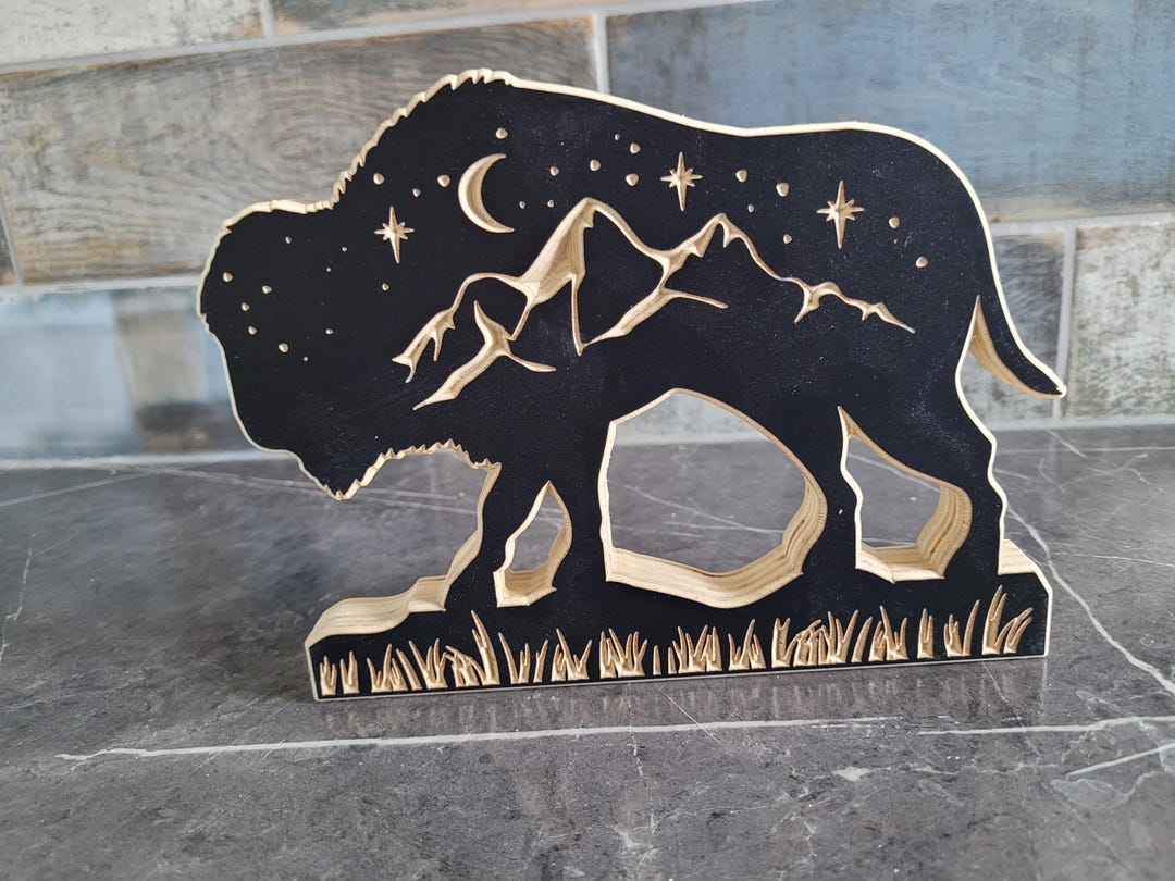 Birch Plywood Bison Art, Mountain Carving, Nature Lover Gift - Etsy