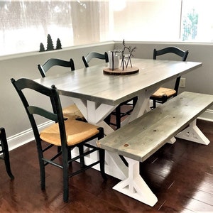 Rustic Farmhouse Bench, Farm Bench, Dining Room Set, Dining Room Set ...
