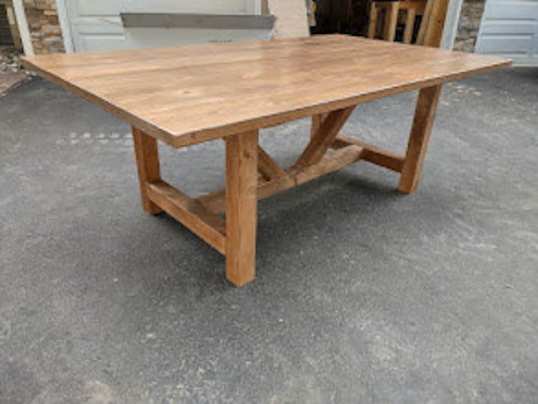 Rustic Farmhouse Dining Table, Trestle Table, Dine Table Set, Farmhouse ...