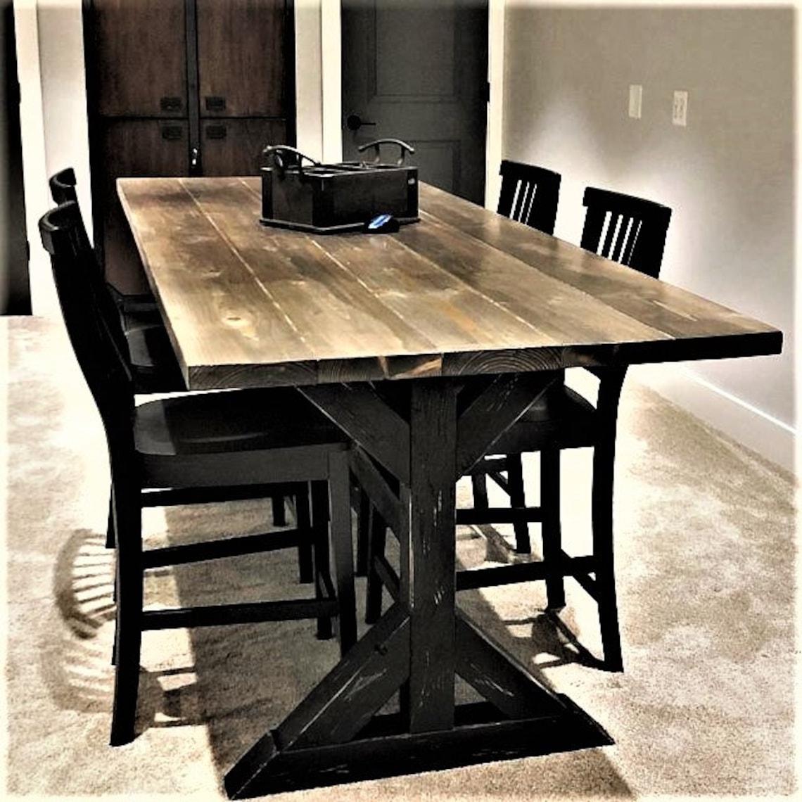 Rustic Farmhouse Dining Table Trestle Table Dine Table Set - Etsy