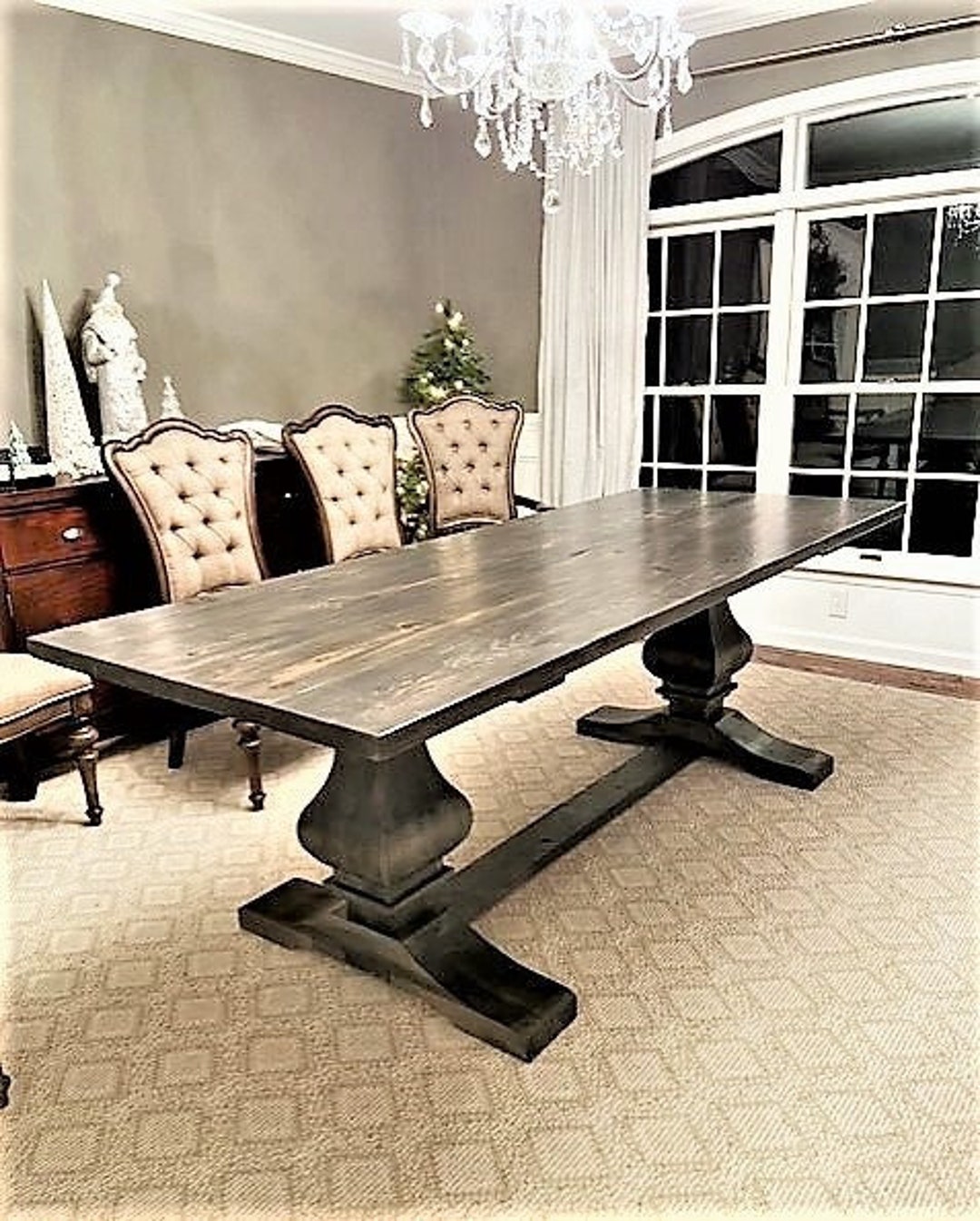Pedestal Dining Table, Dine Table Set, Rustic Farmhouse Table, Rustic ...