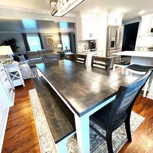 Large Farmhouse Table, Long Farmhouse Table, Kitchen Table, Rustic ...