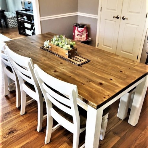 Rustic Farmhouse Dining Table Trestle Table Dine Table Set - Etsy