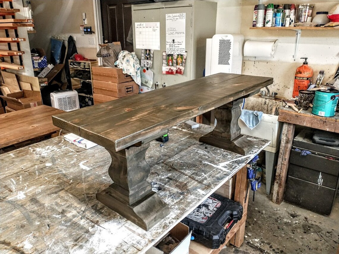 Pedestal Dining Table Dine Table Set Rustic Farmhouse Table - Etsy