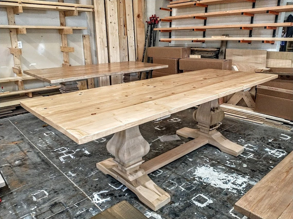 Pedestal Dining Table Dine Table Set Rustic Farmhouse Table - Etsy