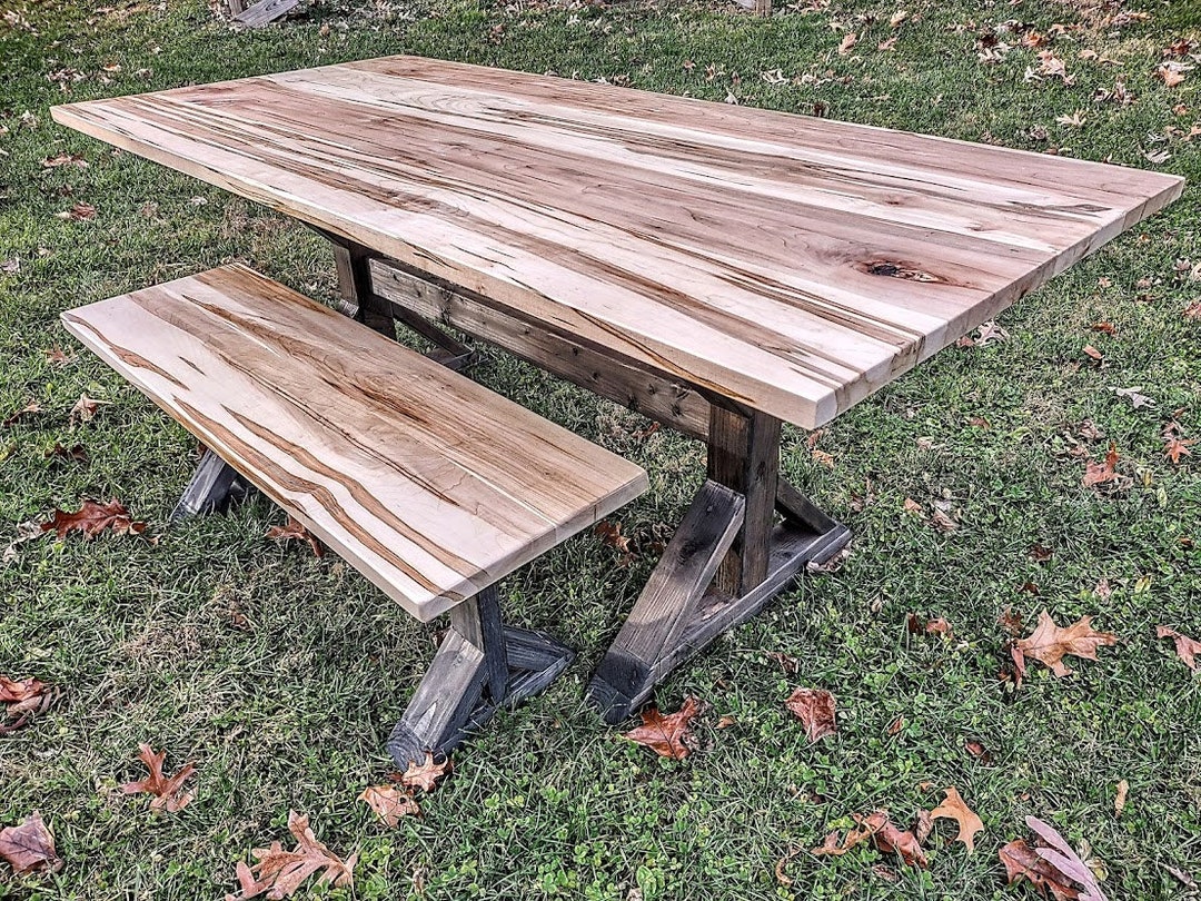 Rustic Farmhouse Dining Table, Exotic Maple Dine Table Set, Farmhouse ...