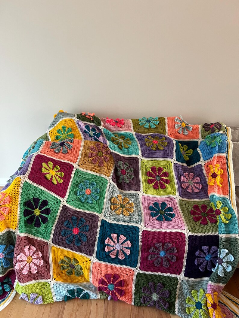 Colorful Daisy Blanket - Etsy
