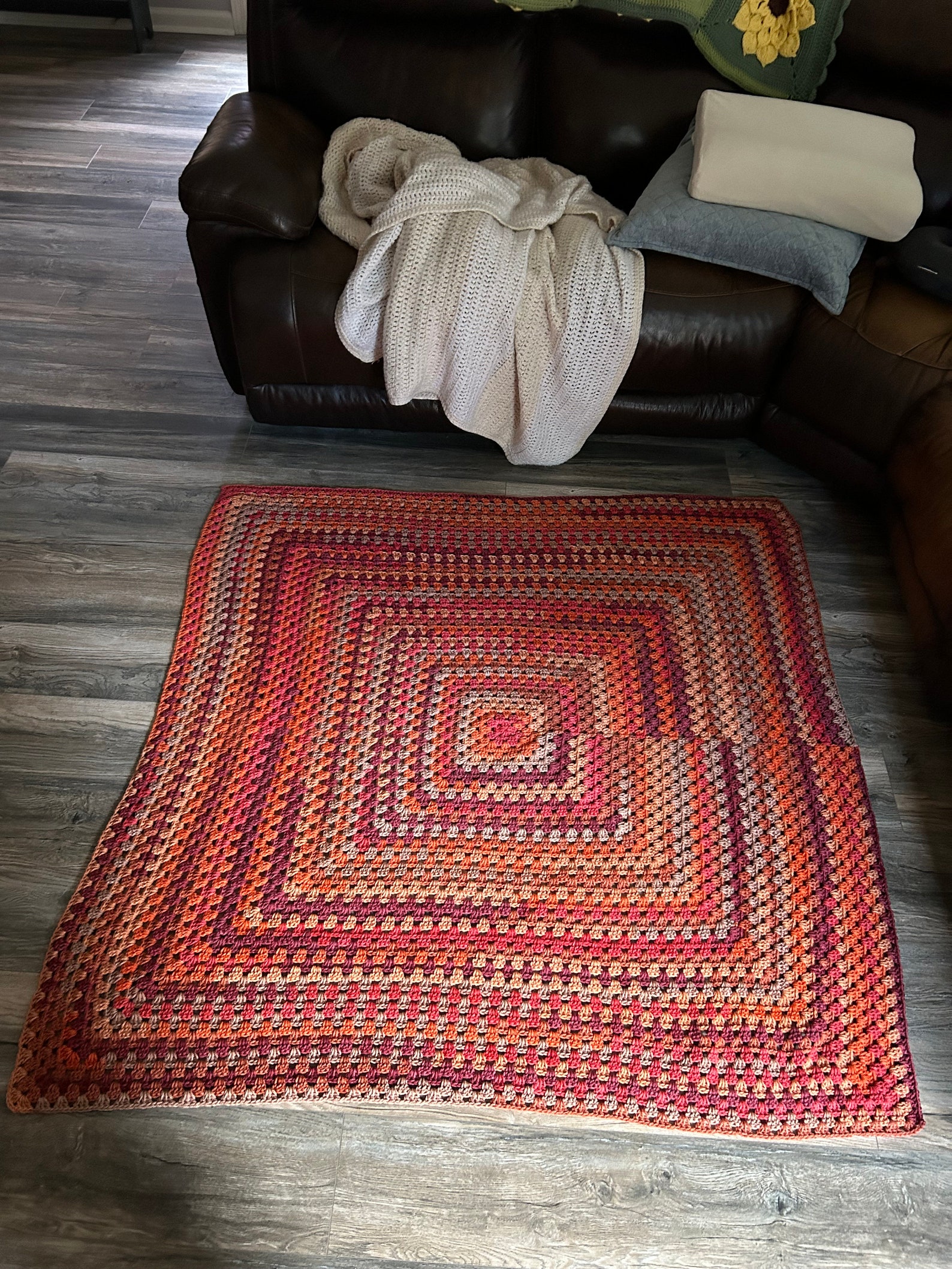 Summer Meets Fall Granny Square Crochet Throw Blanket - Etsy