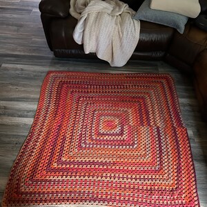 Summer Meets Fall Granny Square Crochet Throw Blanket - Etsy