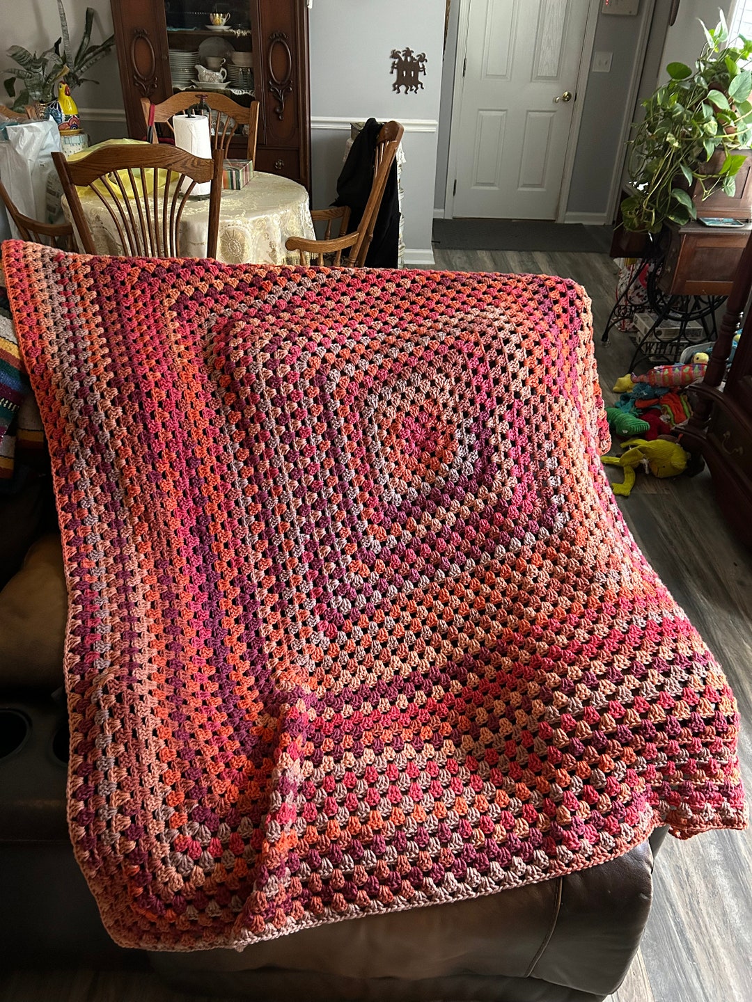 Summer Meets Fall Granny Square Crochet Throw Blanket - Etsy