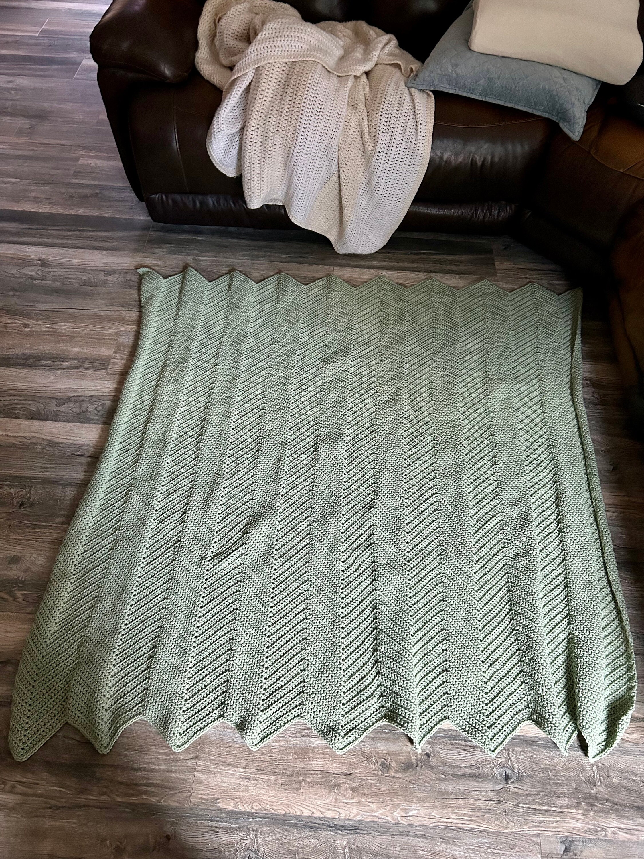 Matcha Herringbone Crochet Throw Blanket - Etsy