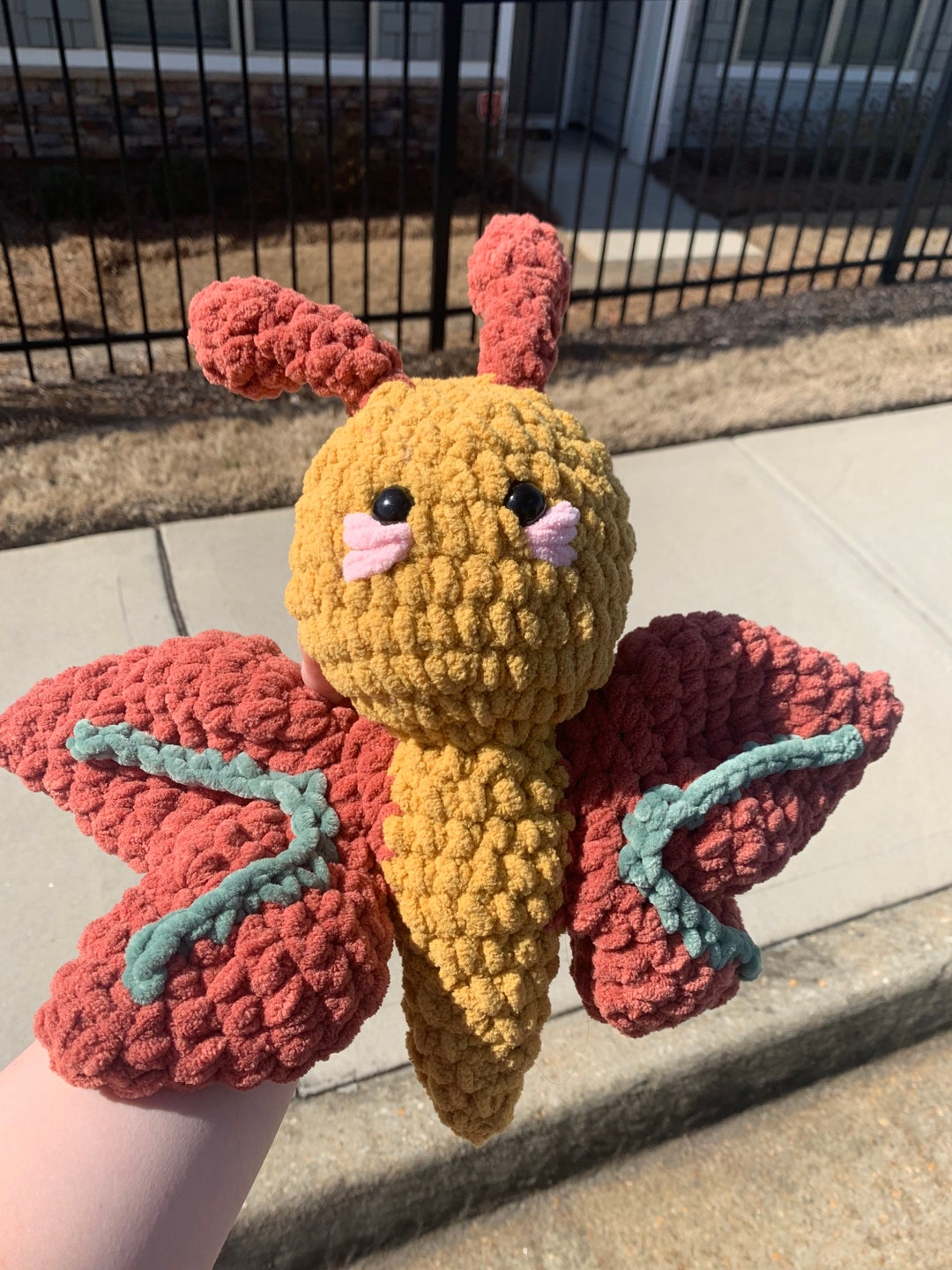 Golden Butterfly Crochet Plushie Stuffed Animal - Etsy