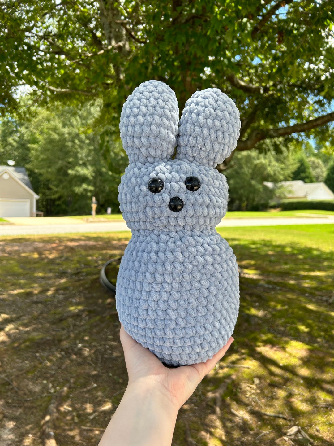 Light Blue Peep Bunny Crochet Plushie Stuffed Animal - Etsy