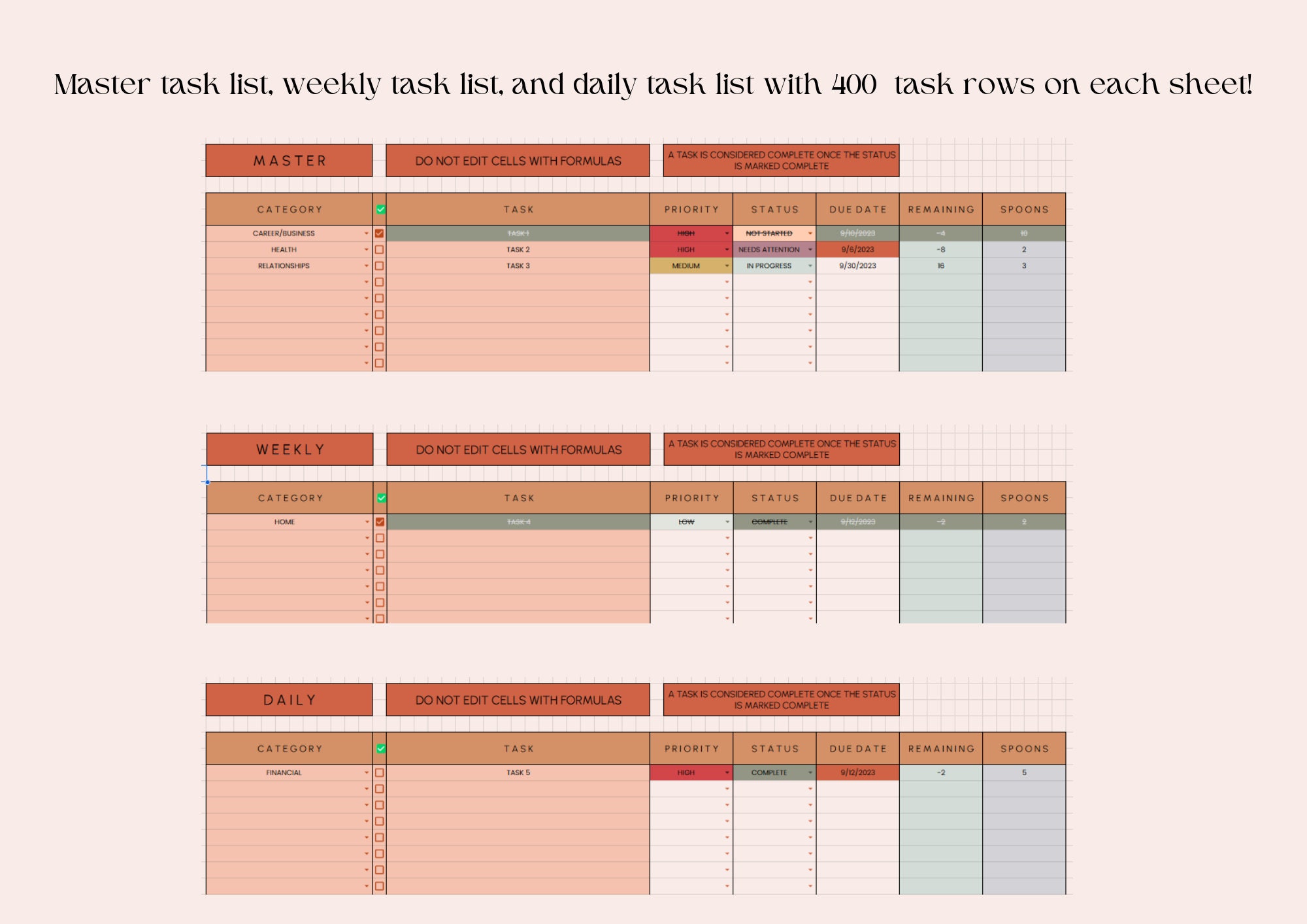 ADHD Chronic Illness Planner Goal Tracker to Do List Template Google ...
