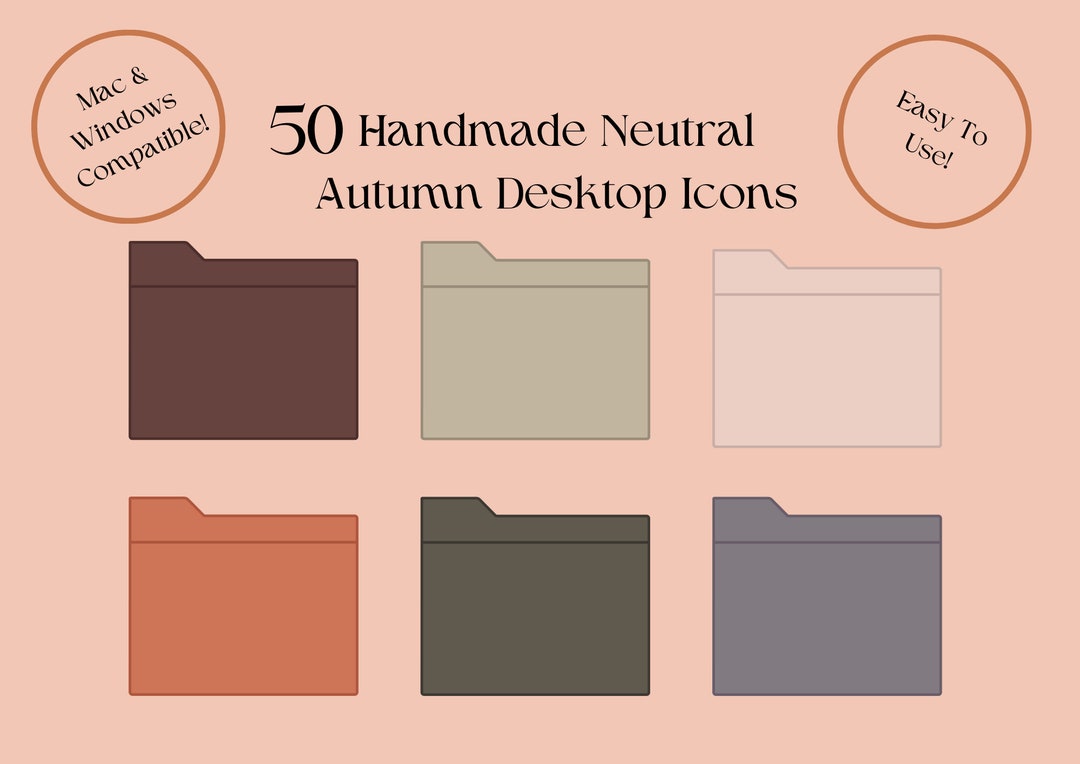 50 Autumn Neutral Desktop Folder Icons Organizer Aesthetic for Mac & PC ...