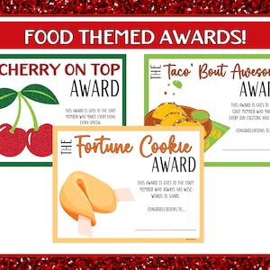 Food Theme Employee Award Certificates – Funny Staff Superlatives ...
