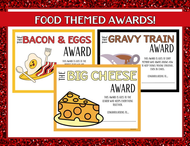 Employee Awards- Food Inspired Award Certificates - Funny Awards ...