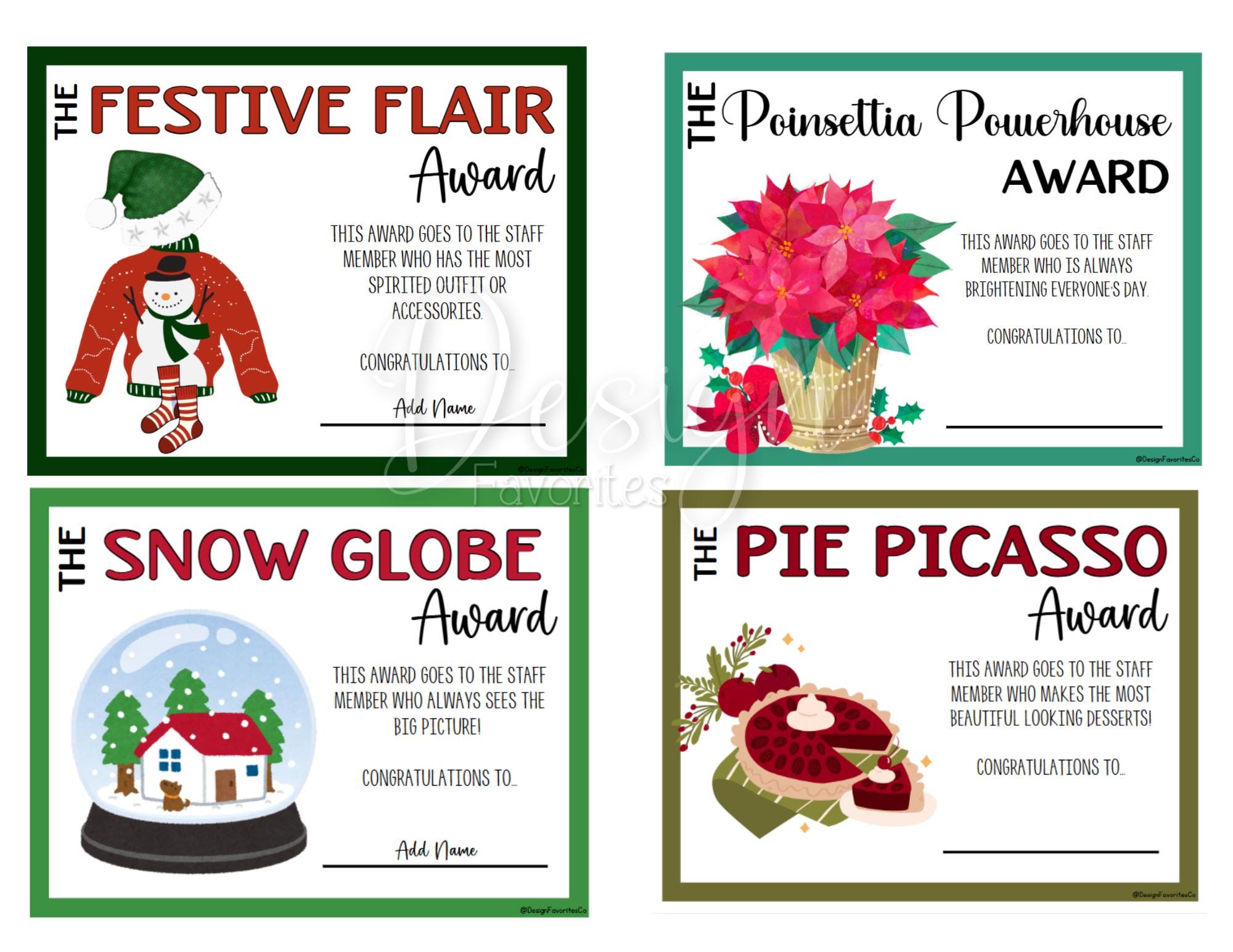 Staff Holiday Awards / Holiday Christmas Awards/ Certificates / Staff ...