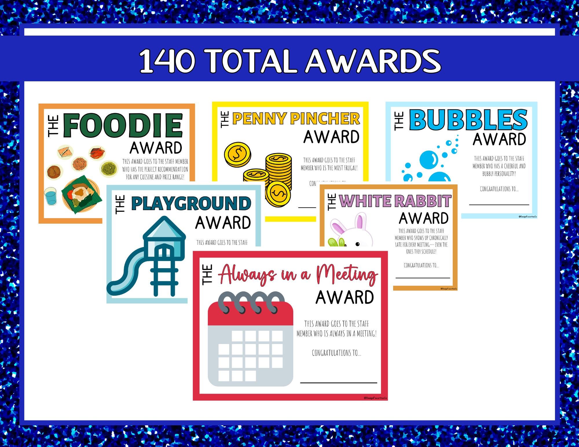 140 Staff Award Certificates: Funny Employee Superlatives (digital File ...