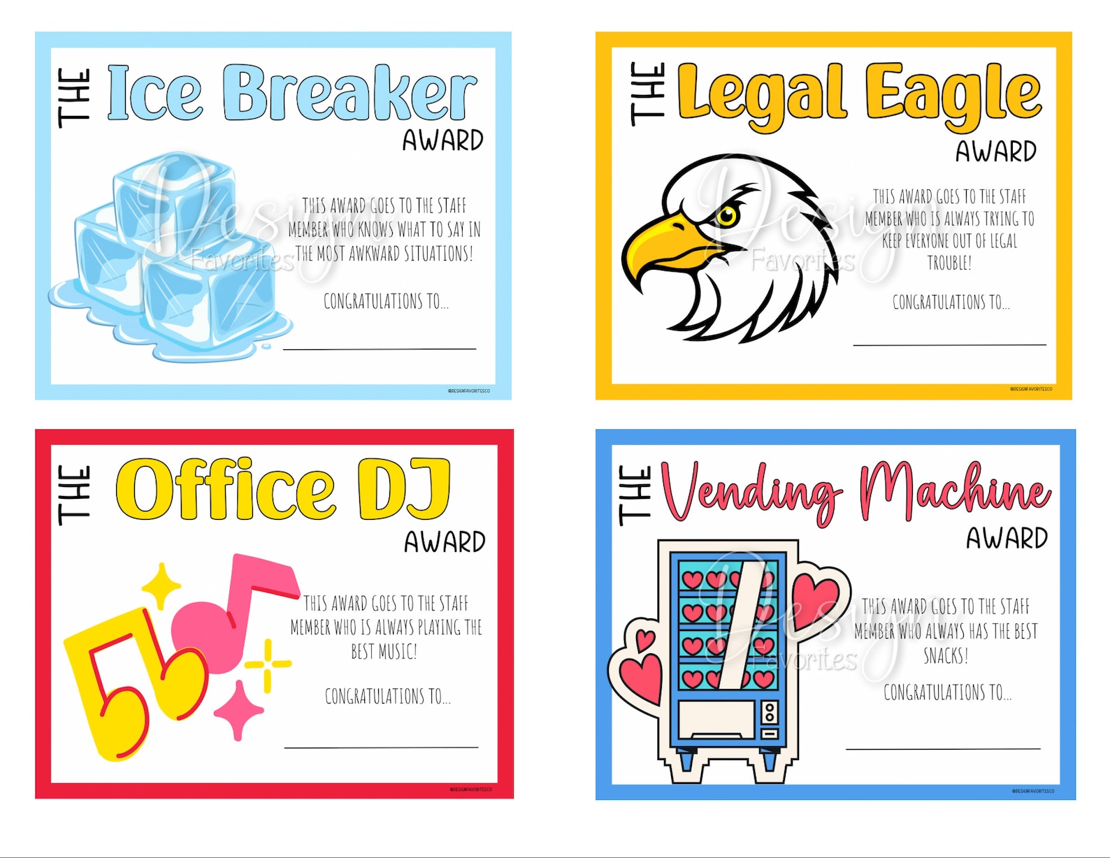 Employee Awards / Fun Award Certificates/ End of Year Awards / Teacher ...