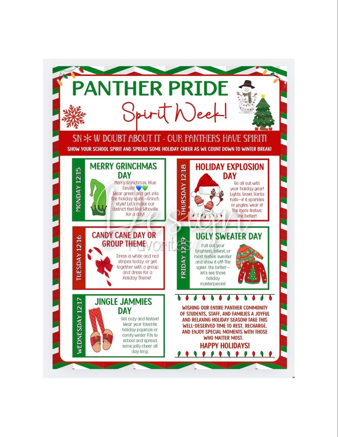 Editable School Holiday Spirit Week Flyer | Canva Template (digital ...
