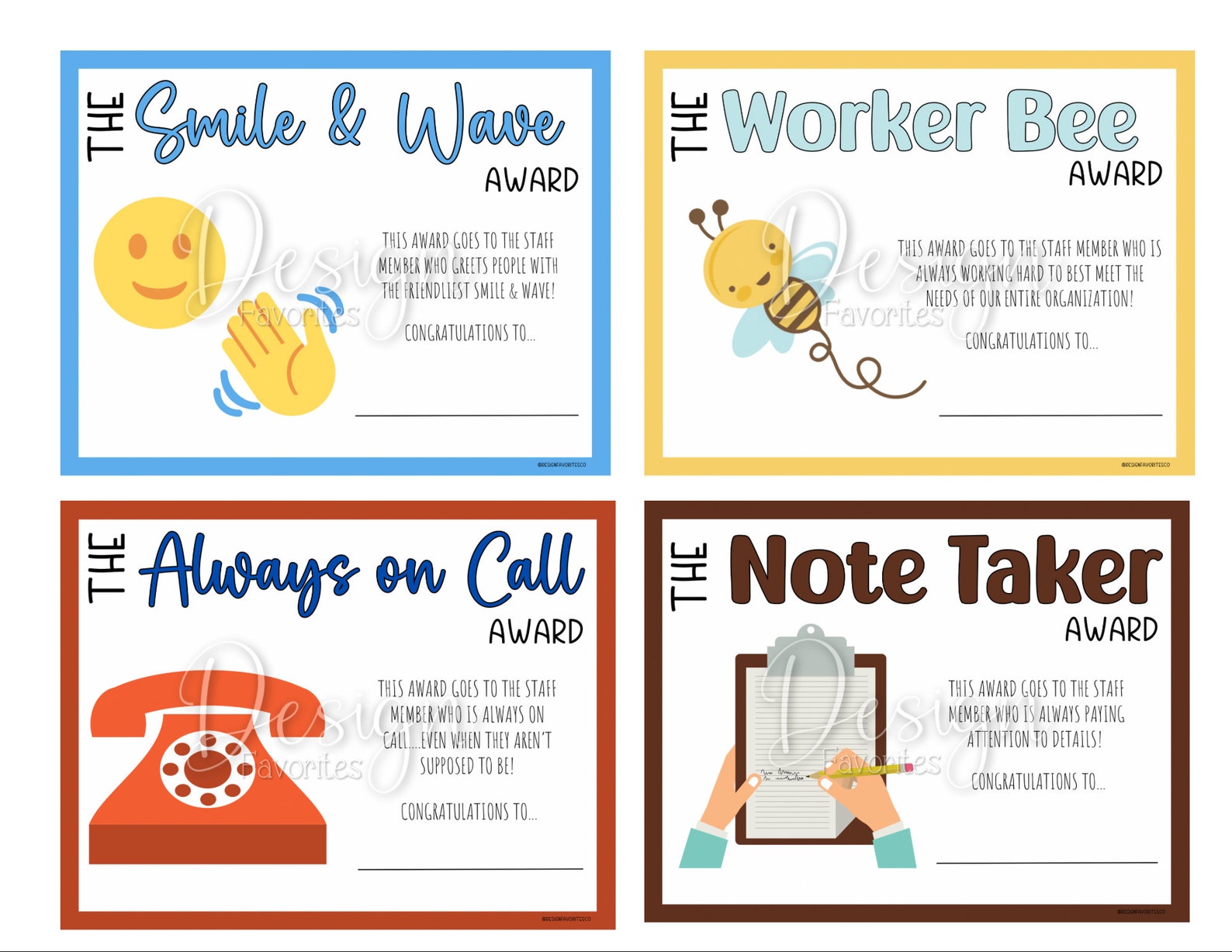 Employee Awards / Fun Award Certificates/ End of Year Awards / Teacher ...