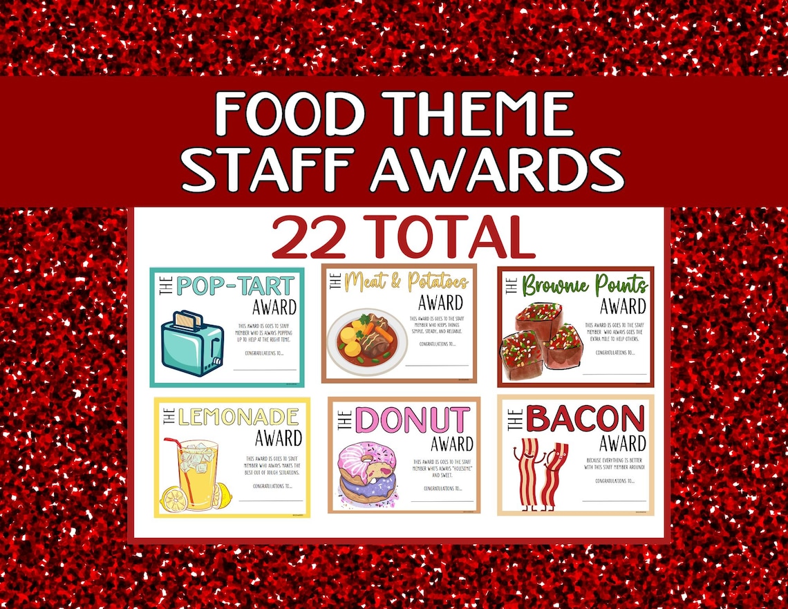 Food Theme Employee Award Certificates – Funny Staff Superlatives ...