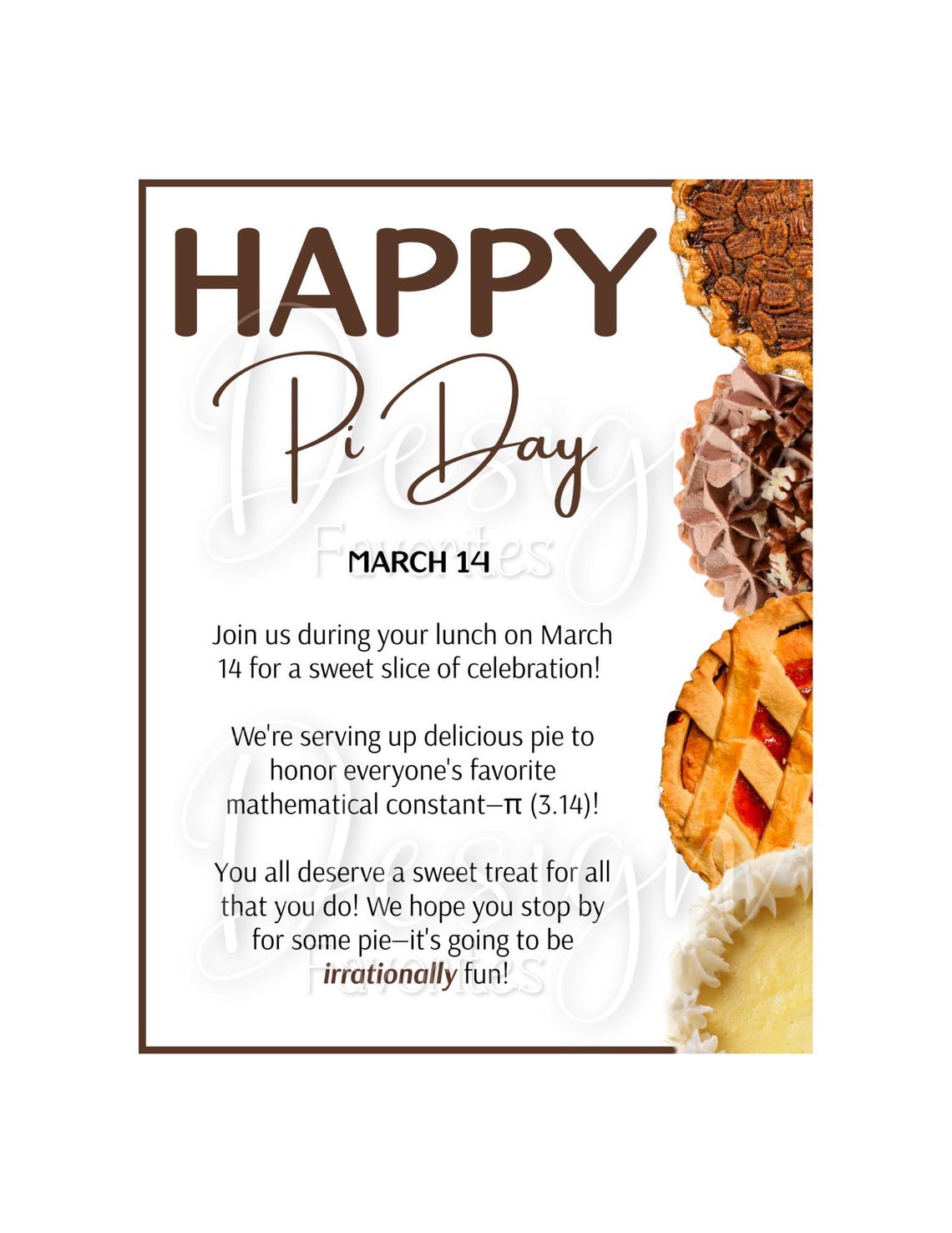 Pi Day Flyer & Pie Labels Canva Template | Editable Digital Download ...