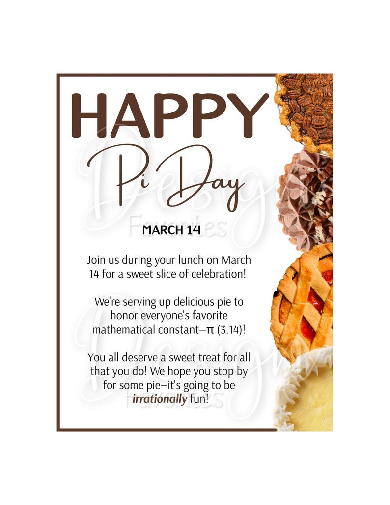 Pi Day Flyer & Pie Labels Canva Template | Editable Digital Download ...