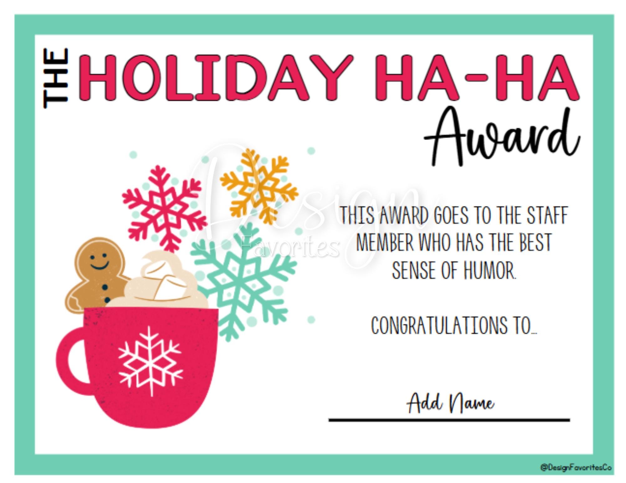 Staff Holiday Awards / Holiday Christmas Awards/ Certificates / Staff ...